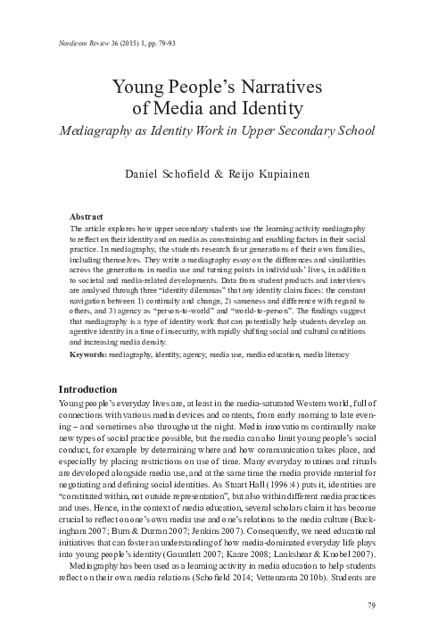 (PDF) Young People’s Narratives of Media and Identity: Mediagraphy as ...
