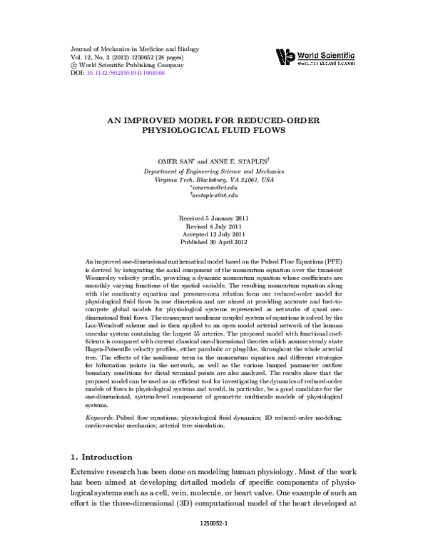 (PDF) An improved model for reduced-order physiological fluid flows