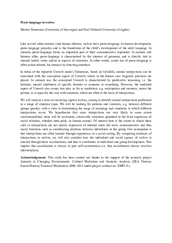 (PDF) Proto-Language in wolves