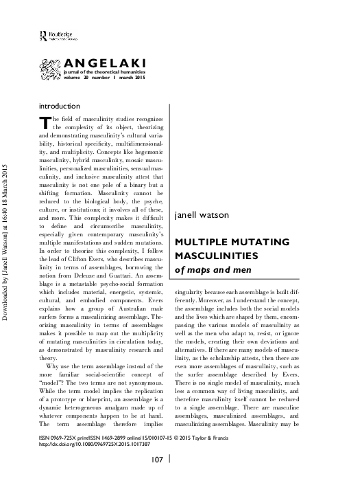 (PDF) Multiple Mutating Masculinities: Of Maps and Men