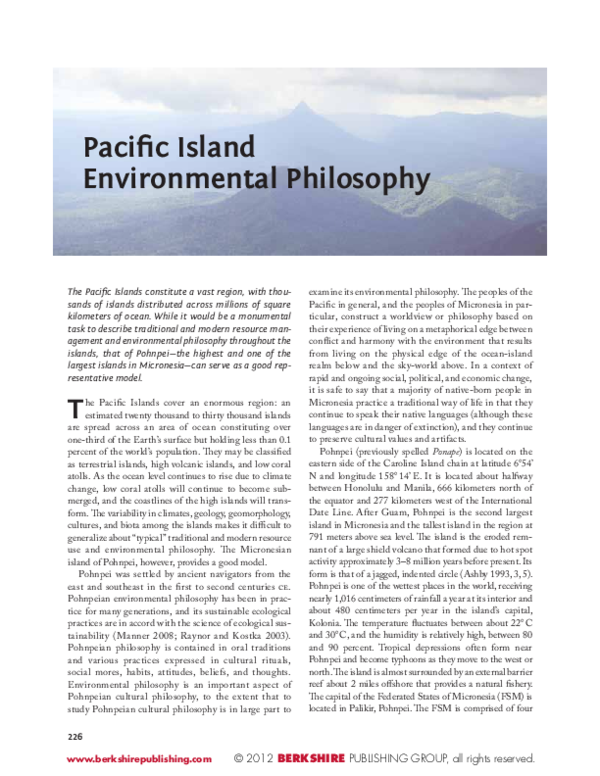 (PDF) Pacific Island Environmental Philosophy