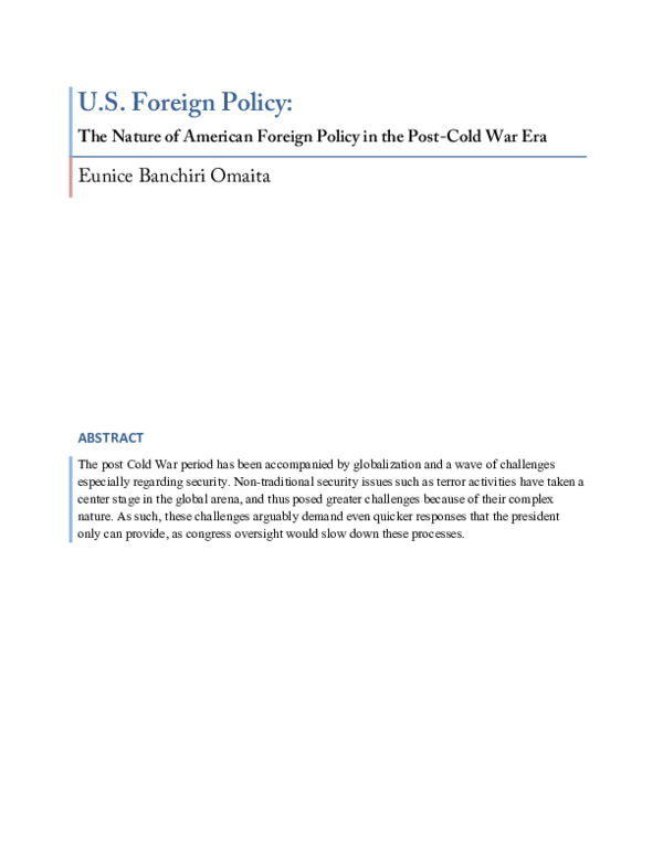 (PDF) The Nature of American Foreign Policy Post-Cold War