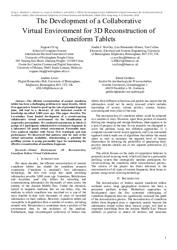 (PDF) The Development of a Collaborative Virtual Environment for 3D ...