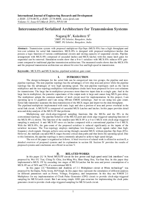 (PDF) Interconnected Serialized Architecture for Transmission Systems