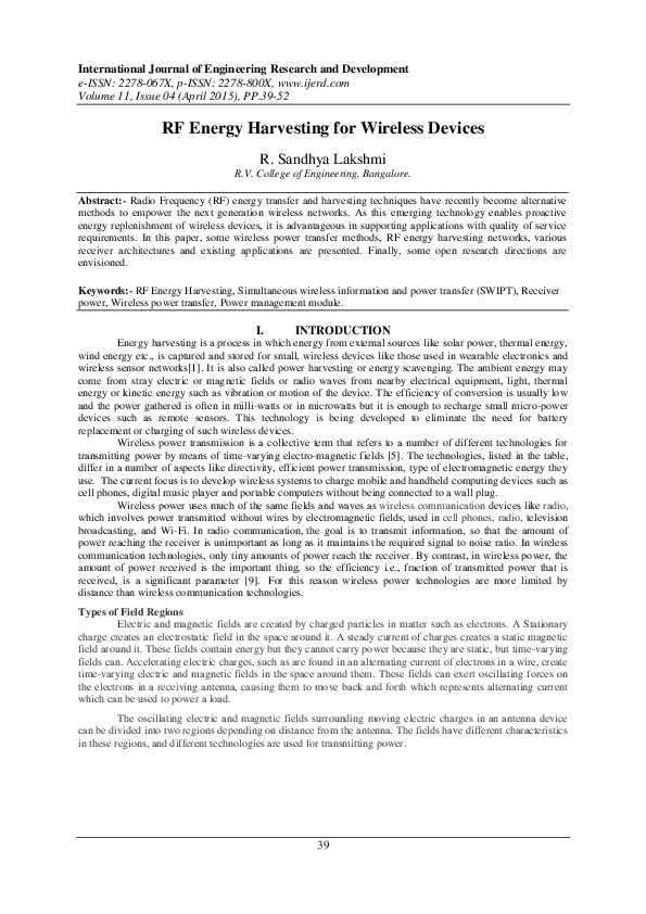 (PDF) RF Energy Harvesting for Wireless Devices