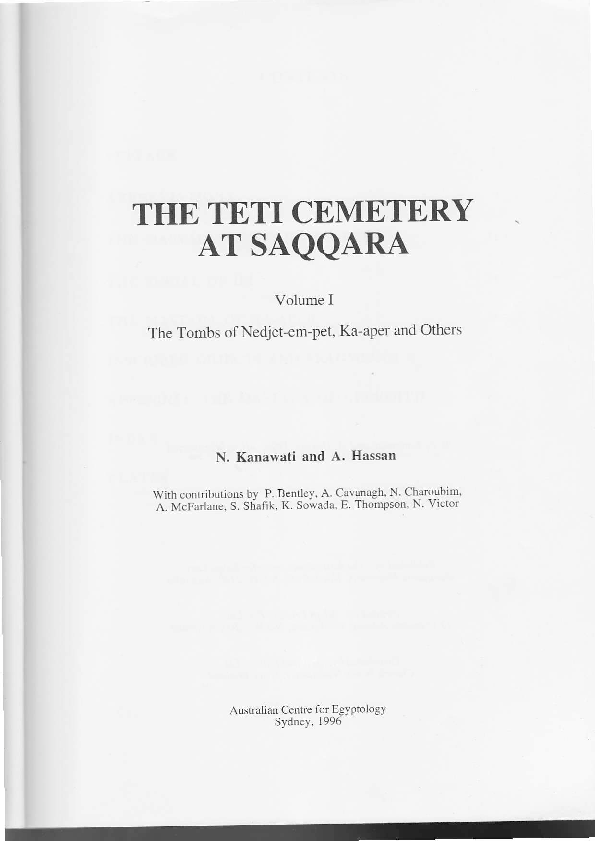 (PDF) K.N. Sowada in N. Kanawati and A. Hassan et al., The Teti ...