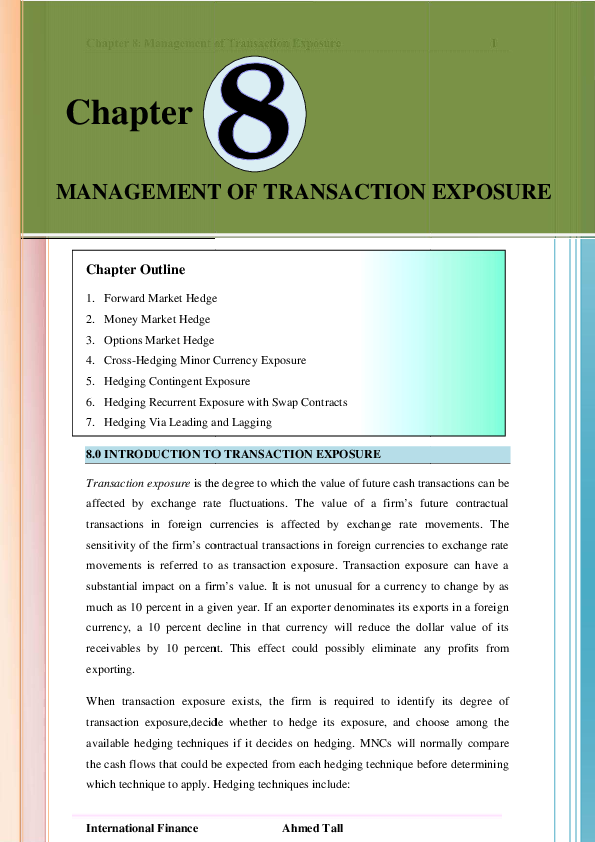 (PDF) MANAGEMENT OF TRANSACTION EXPOSURE