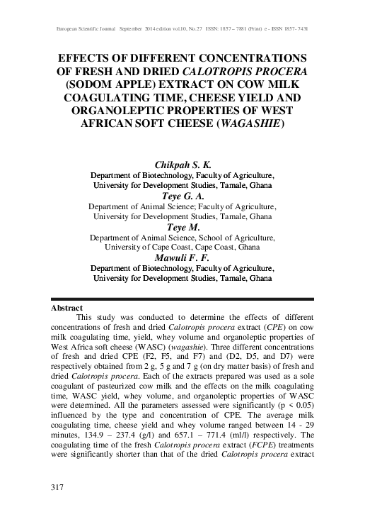 (PDF) EFFECTS OF DIFFERENT CONCENTRATIONS OF FRESH AND DRIED CALOTROPIS ...