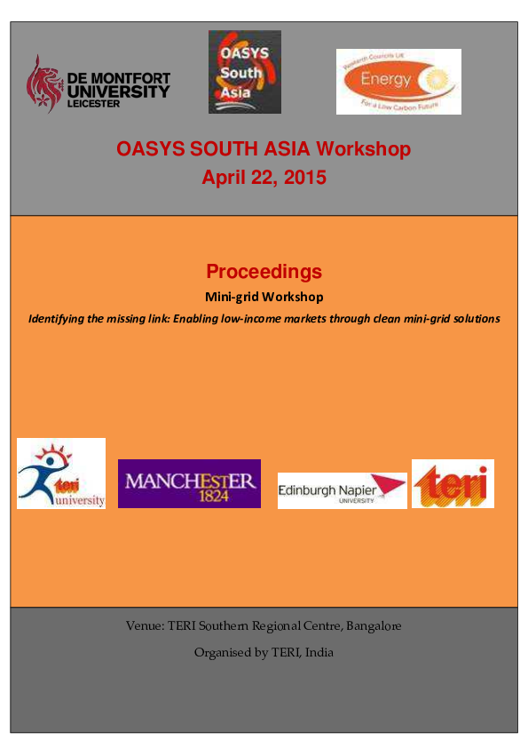 Pdf Proceedings Of The Workshop On Mini Grids Held In Bangalore India