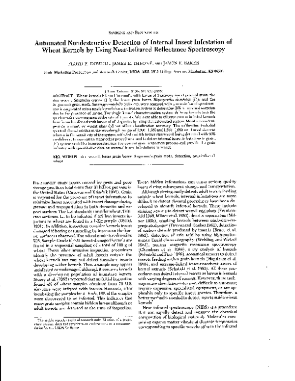Pdf Automated Nondestructive Detection Of Lnternal Lnsect Infestation