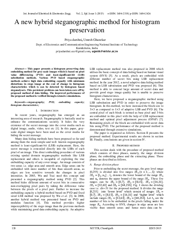 (PDF) A new hybrid steganographic method for histogram preservation