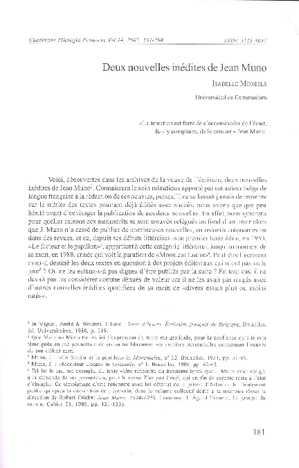 (PDF) Deux nouvelles inédites de Jean Muno