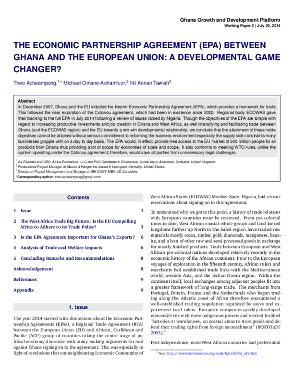 (PDF) The Economic Partnership Agreement (EPA) Between Ghana and the ...