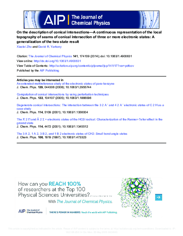 Pdf On The Description Of Conical Intersections—a Continuous Representation Of The Local