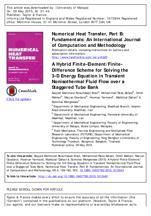 Pdf A Hybrid Finite Element Finite Difference Scheme For Solving The 3 D Energy Equation In