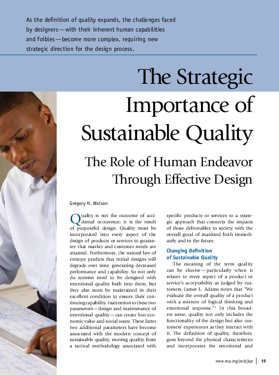 (PDF) The Strategic Importance of Sustainable Quality