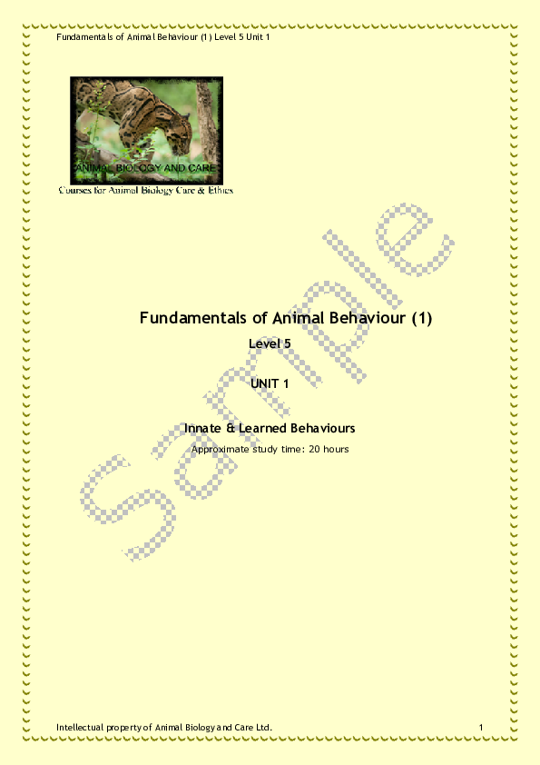 (PDF) Animal Behaviour (Part 1)