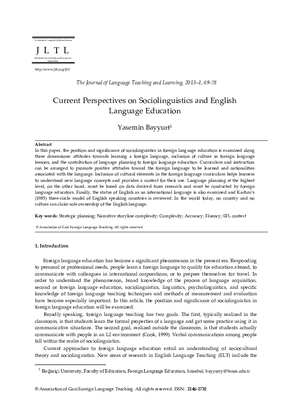 (PDF) Current perspectives on sociolinguistics and English language ...
