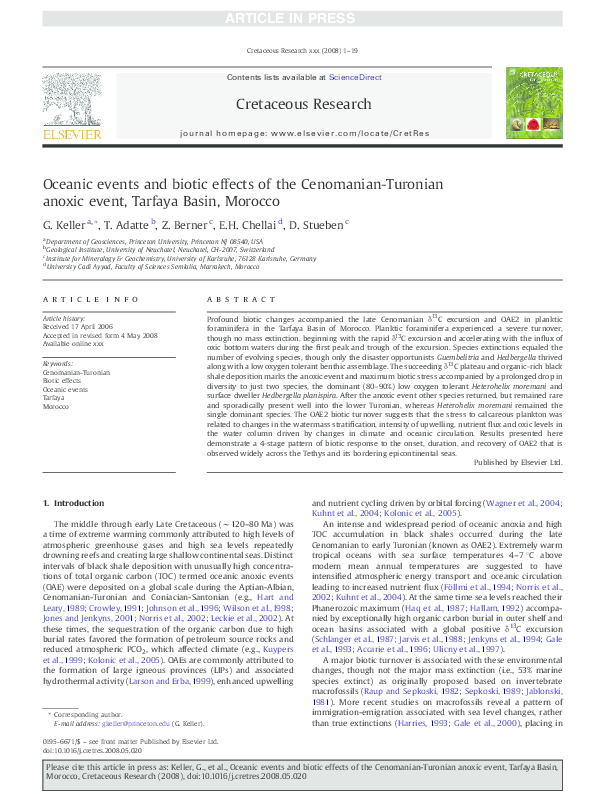 Oceanic events and biotic effects of the Cenomanian-Turonian anoxic ...