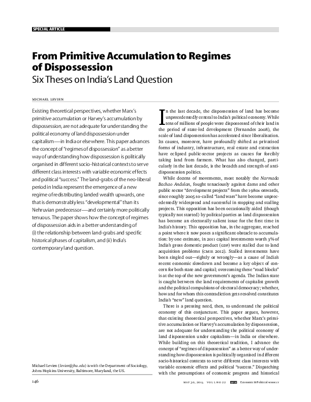 (PDF) From Primitive Accumulation to Regimes of Dispossession: Six ...
