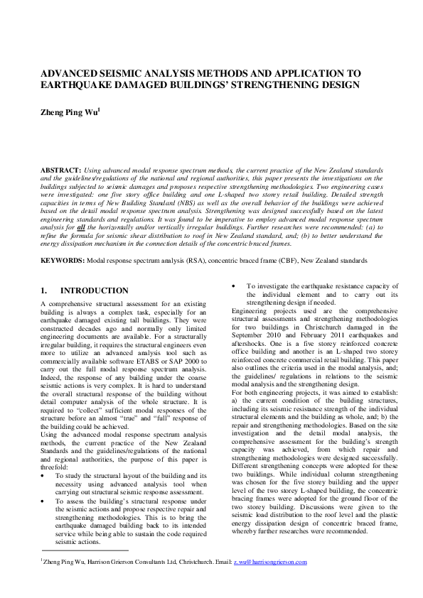 (PDF) ADVANCED SEISMIC ANALYSIS METHODS AND APPLICATION TO EARTHQUAKE ...