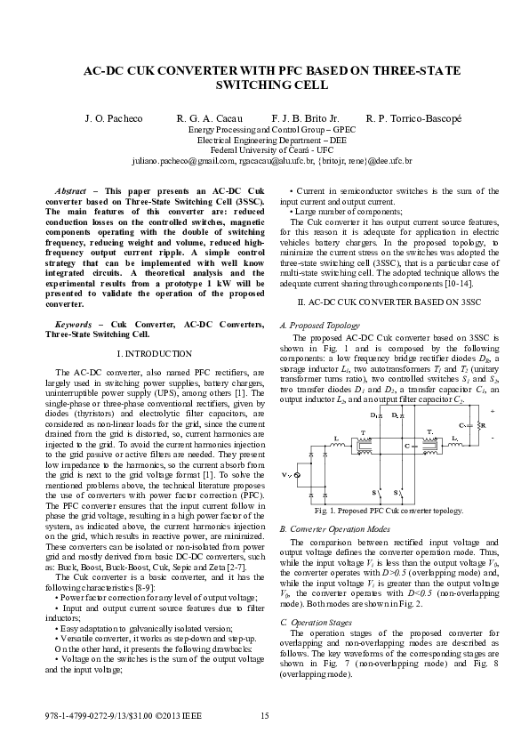 AC-DC CUK CONVERTER WITH PFC BASED ON THREE-STATE SWITCHING CELL
