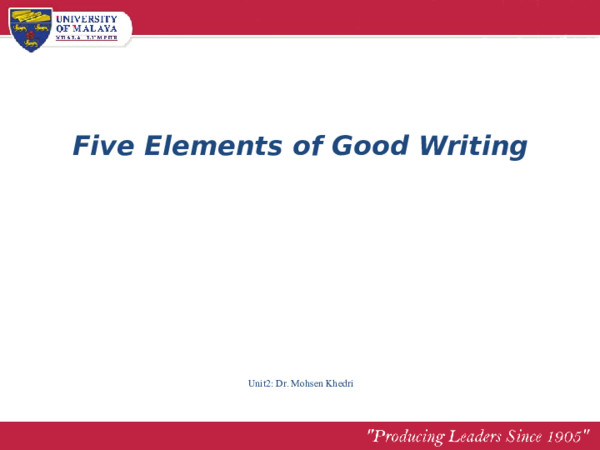 (PPT) Element of Good Writing