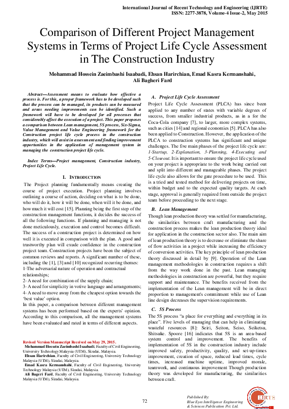 (PDF) Comparison of Different Project Management Systems in Terms of ...