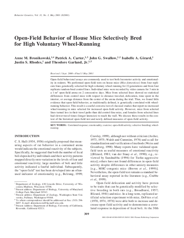 (PDF) Open-Field Behavior of House Mice Selectively Bred for High ...