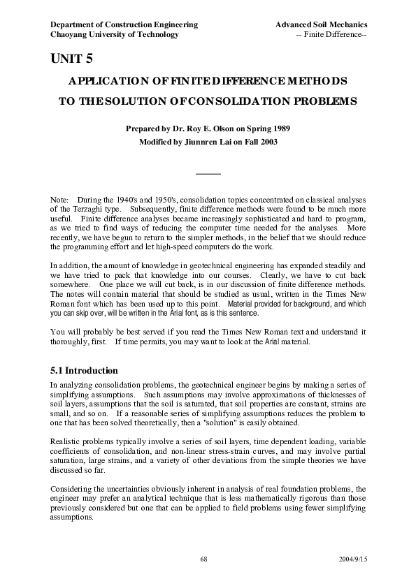 (PDF) Chapter 5. Professor Roy E. Olson on Consolidation