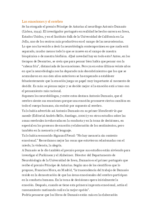 Doc Las Emociones Y El Cerebro
