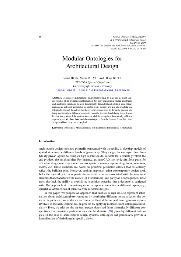 (PDF) Modular Ontologies for Architectural Design