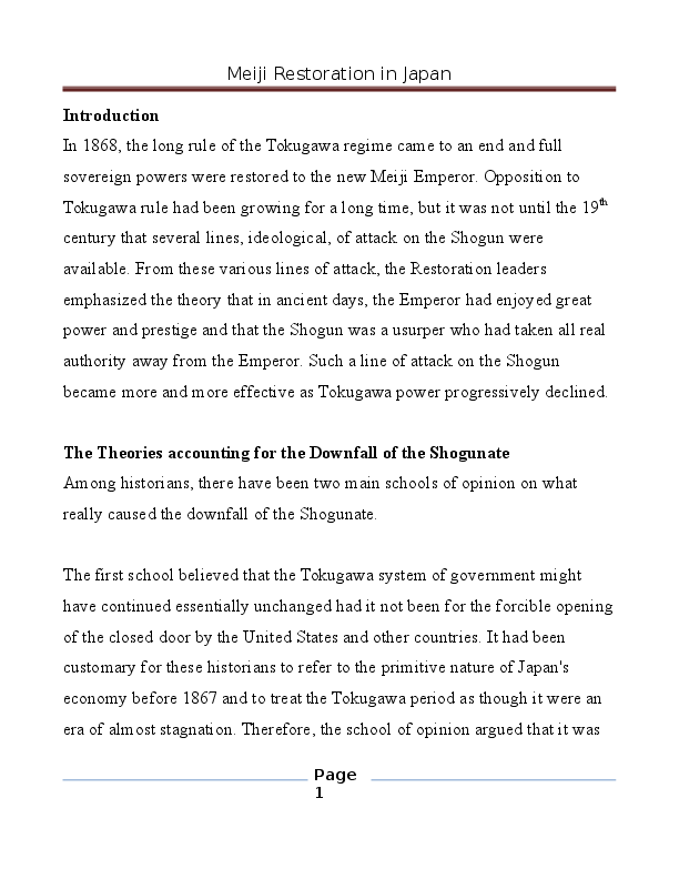 (DOC) Meiji Restoration in Japan