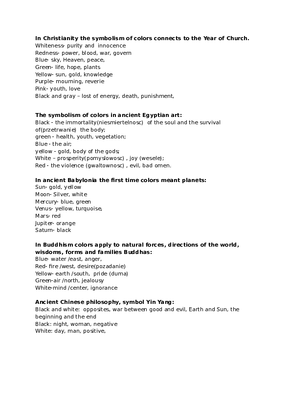 (DOC) In Christianity the symbolism of colors connects to the Year of ...