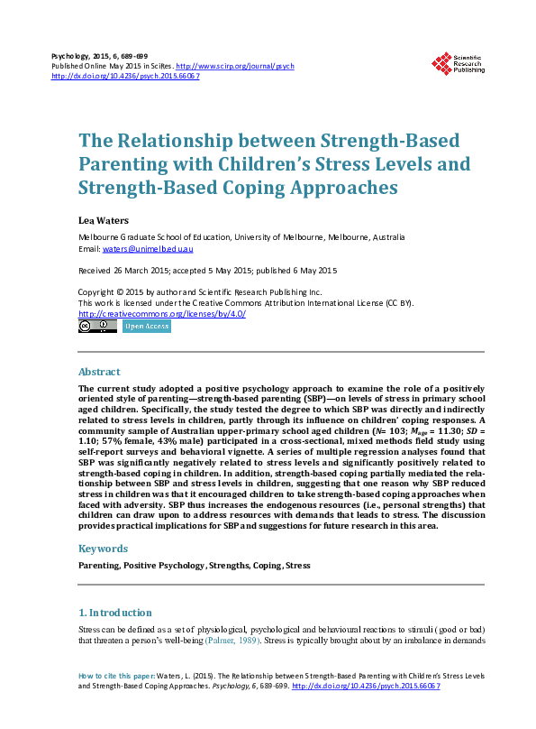 (PDF) The Relationship between Strength-Based Parenting with Children’s ...
