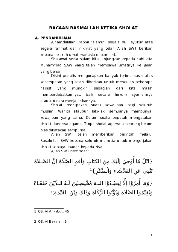 (DOC) Membaca Basmallah ketika sholat