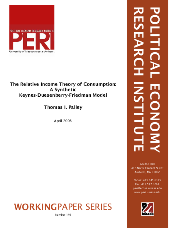The Relative Income Theory of Consumption A Synthetic Keynes ...