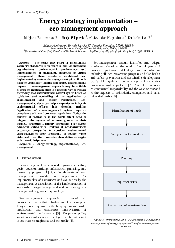 (PDF) Energy strategy implementation – eco management approach