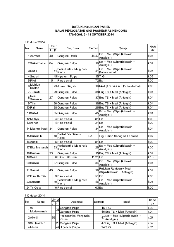 (DOC) DATA KUNJUNGAN PASIEN