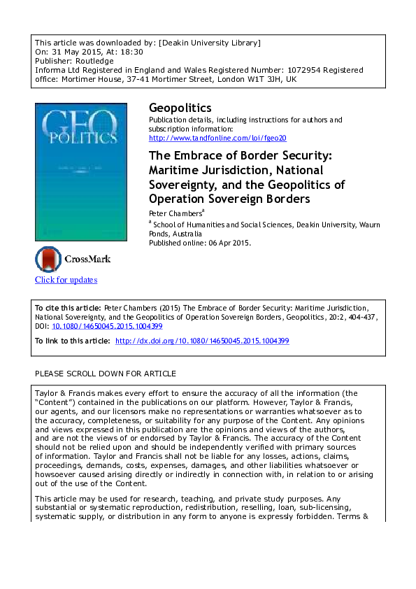 (PDF) The Embrace of Border Security: Maritime Jurisdiction, National ...