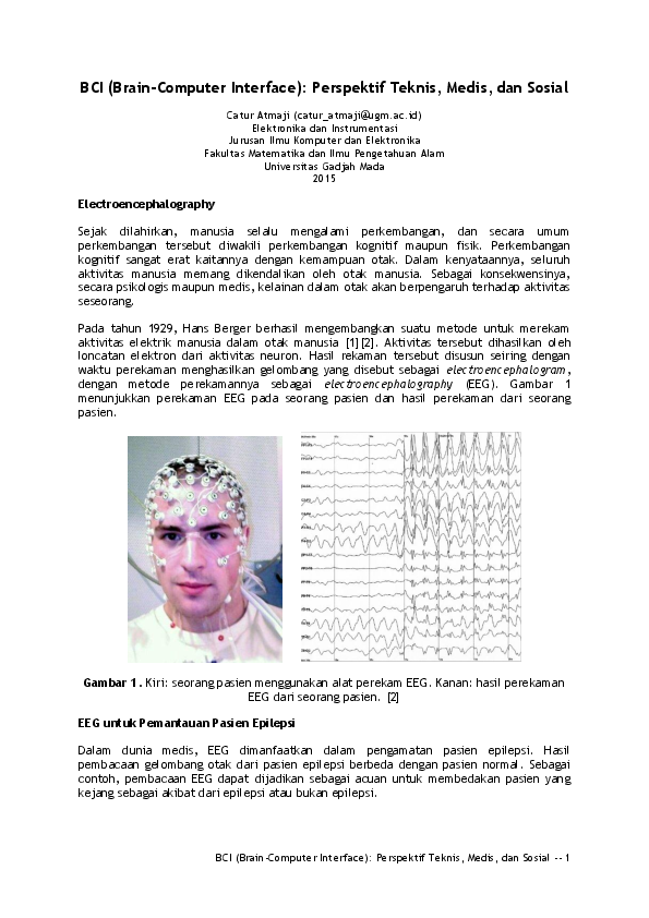 (PDF) Brain-computer Interface (BCI): Perspektif Teknis, Medis, dan Sosial