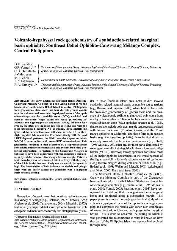 (PDF) Volcanic-hypabyssal rock geochemistry of a subduction-related ...