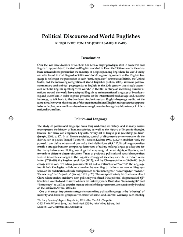 (PDF) Political discourse and world Englishes