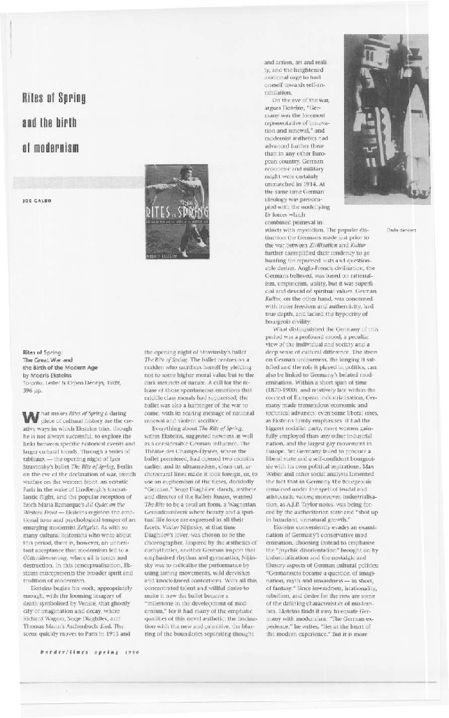 (PDF) Review of Modris Eksteins, Rites of Spring: The Great War and the ...