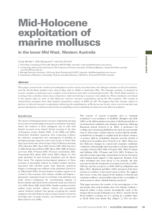 (PDF) Mid-Holocene exploitation of marine molluscs in the lower Mid ...