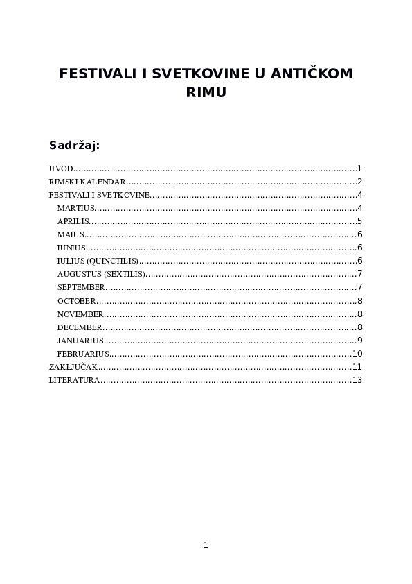 (DOC) Festivali i svetkovine u antičkom Rimu