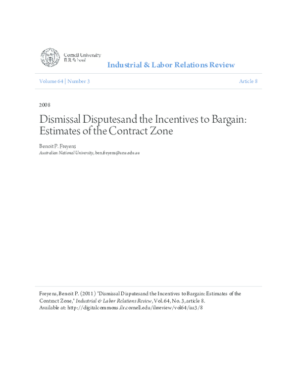 (PDF) Dismissal Disputes and the Incentives to Bargain: Estimates of ...