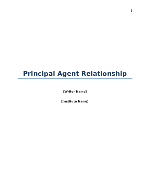 (DOC) Principal Agent Relationship