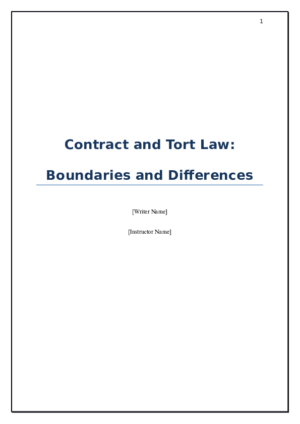 (DOC) Contract and Tort Law: Boundaries and Differences