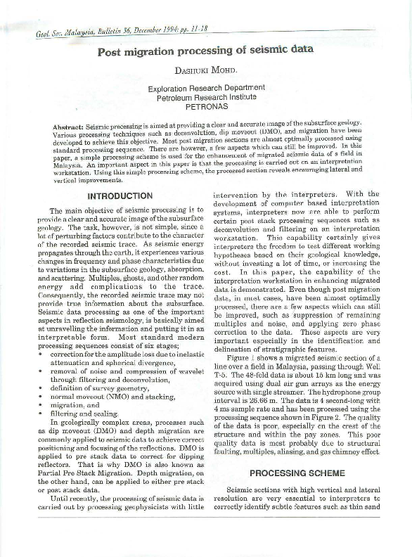 (PDF) Post Migration Processing of Seismic Data